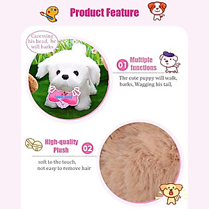 Liberty Imports Plush Golden Retriever Toy Puppy Electronic Interactive Pet Dog - Walking, Barking, Tail Wagging, Stretching Companion Animal for Kids