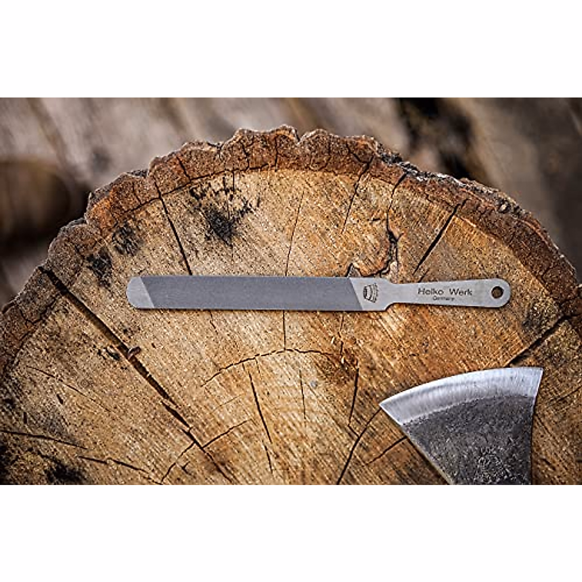 1844 Helko Werk Germany Dual Sided Axe Sharpening File - Axe Sharpener Metal File single-cut and cross-cut hand file (Compact File #22101)