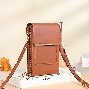 Anti-Theft Leather Bag,Small Crossbody Cell Phone Purse Wallet for Women,Touchscreen Phone Purse Crossbody with Shoulder Strap,RFID Blocking Messenger Shoulder Handbag with Credit Card Slots