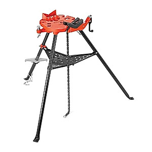 RIDGID 36278 Model 460-12 Portable TriStand Chain Vise with Integrated Folding Legs and Tool Tray, 1/8" to 12" Pipe Capacity
