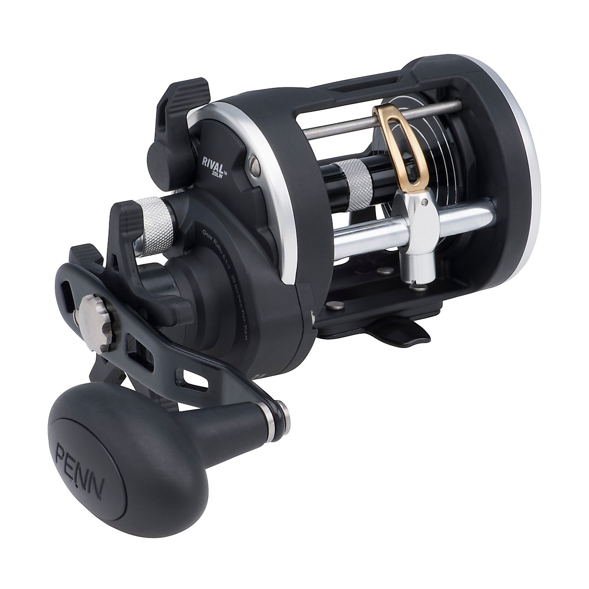 PENN Rival Level Wind Conventional Nearshore/Lake Fishing Reel, HT-100 Star Drag, Max of 15lb | 6.8kg, Forged and Machined Aluminum Spool