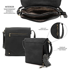 JESSIE & JAMES Nora Concealed Carry Crossbody Bag with Lock and Key|BK