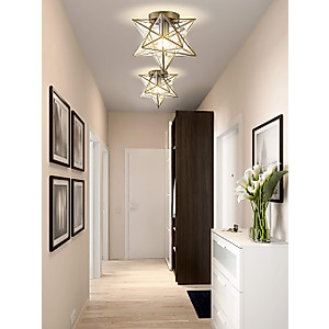JONATHAN Y JYL9035B Stella 12" Moravian Star Metal/Clear Glass LED Flush Mount, Contemporary, Transitional, Office, Living Room, Dining Room, Kitchen, Bedroom, Bathroom, Hallway, Foyer, Gold/Clear