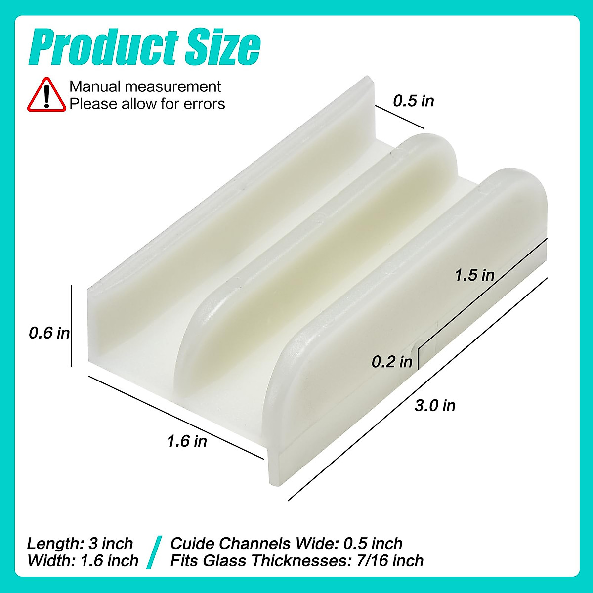 M6219 Sliding Shower Door Bottom Guide for Sliding Shower Door, 1/2 in Channels for Glass Shower Door Plastic Guide M6219(2 Pack)
