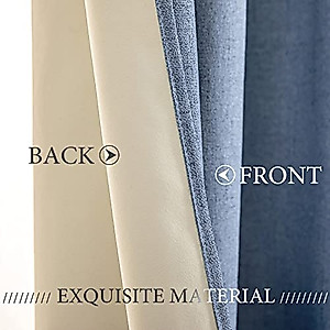 MIULEE 100% Blackout Curtain Linen Textured for Sliding Patio Door/Bedroom/Living Room Thermal Insulated Room Divider Curtain 1 Panel 100" Wide x 96" Long Stone Blue