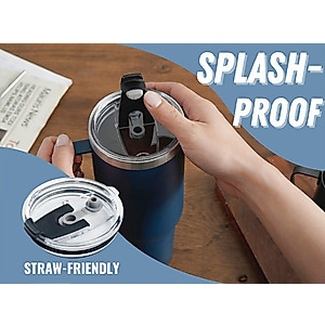 Onebttl Lake House Gifts, Lake Gifts for Women, Men, 40oz Insulated Travel Cup with Handle Lake Life Gifts, Housewarming Gifts for Lake House, Gifts for Lake Lovers, Blue - Life Is Better at the Lake