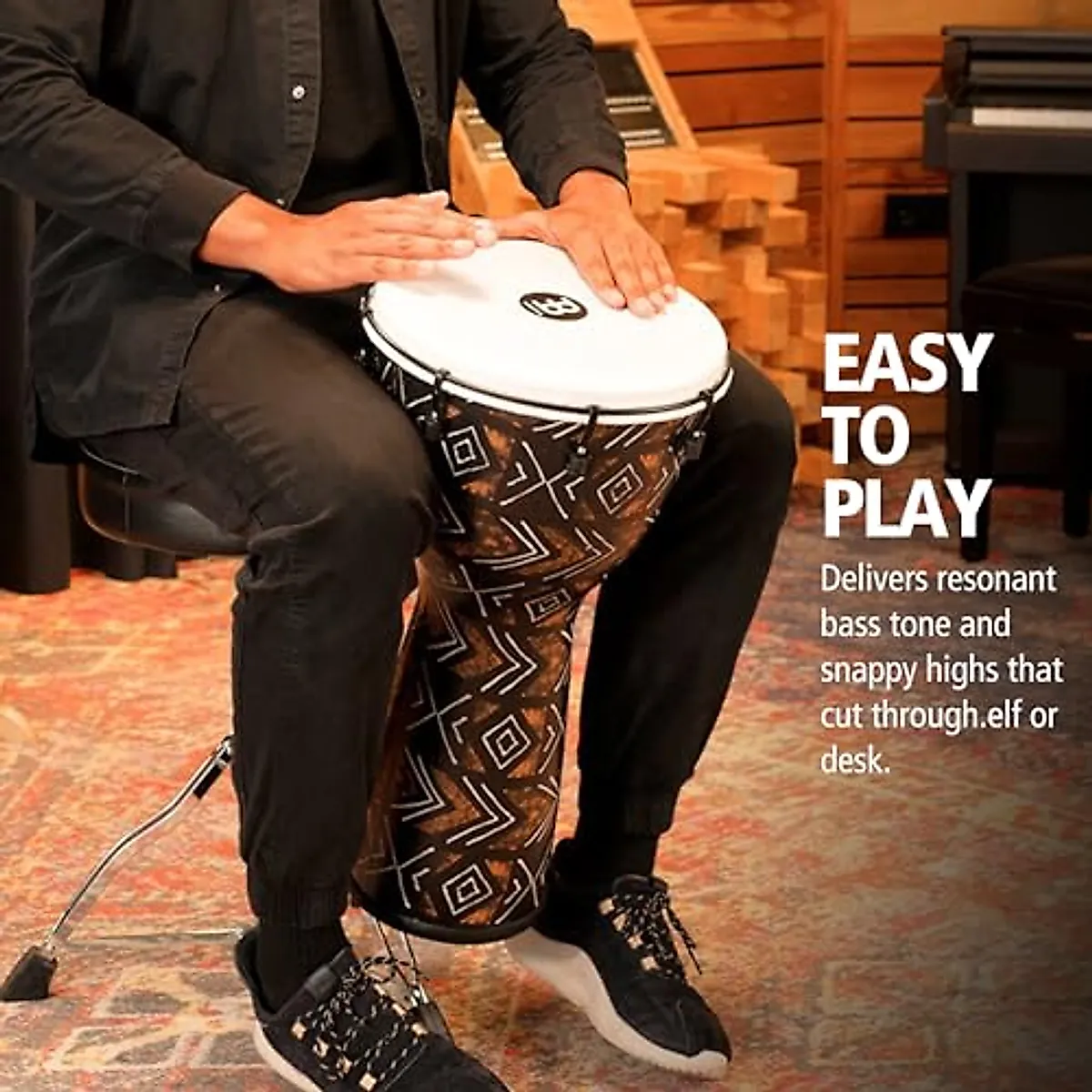 Meinl Percussion Djembe Hand Drum Circle Instrument with Synthetic Shell and Head, Alpine Series — NOT Made in China — Easy Tuning, 2-Year Warranty (ADJ12-KA)