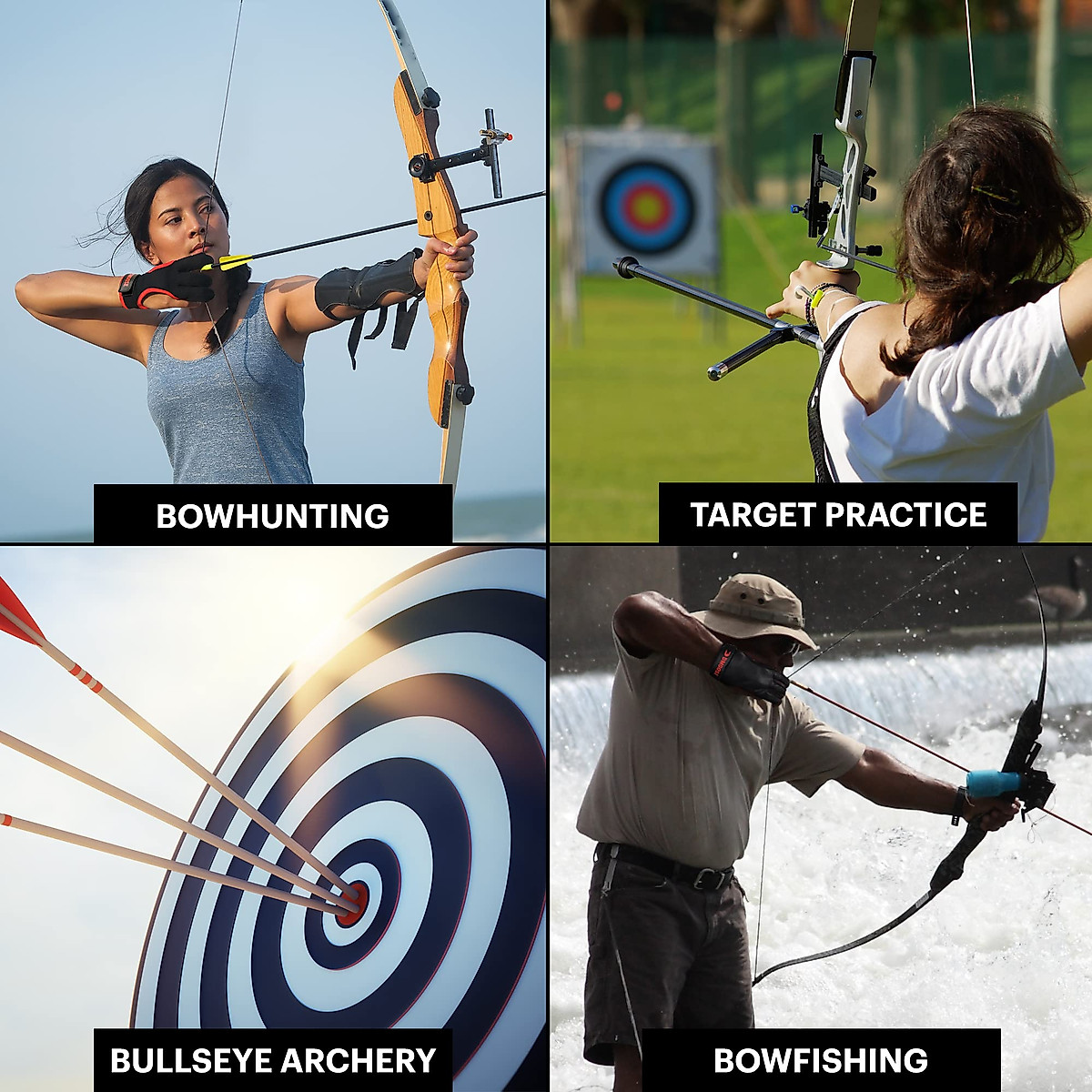 DMoose Archery Glove, Leather Gloves for Recurve & Compound Bow, Non-Slip Padded Tips for Grip Stability - Three Finger Protected Design Archery Finger tab, Archery Accessories for Men, Women & Youth