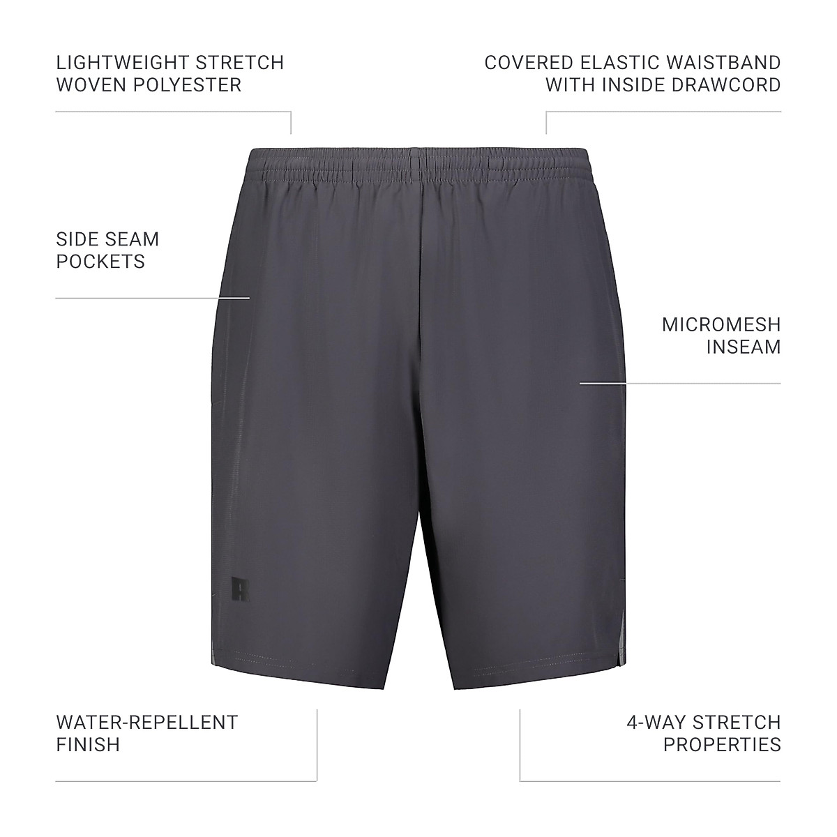 Russell Athletic Legend Stretch Woven Shorts Stealth XL