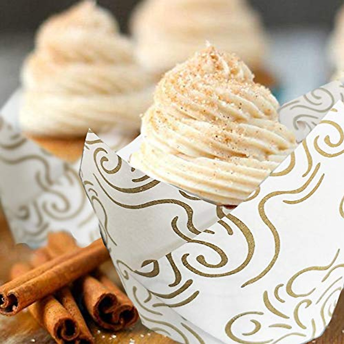 Tulip Cupcake Liners,100 pieces Cupcake Paper Muffin Cups with Gold Print for Baking, Perfect for Festive Occasion(Packaging Upgrade)