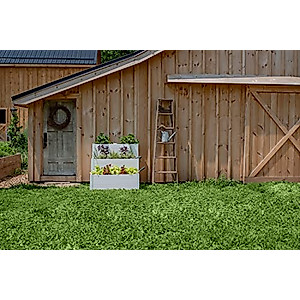 Vita Classic 33 inch x 33 inch Tiered Cascading Keyhole Garden with Composting Basket, White Vinyl, PVC, BPA and Pthalate Free, VT17109