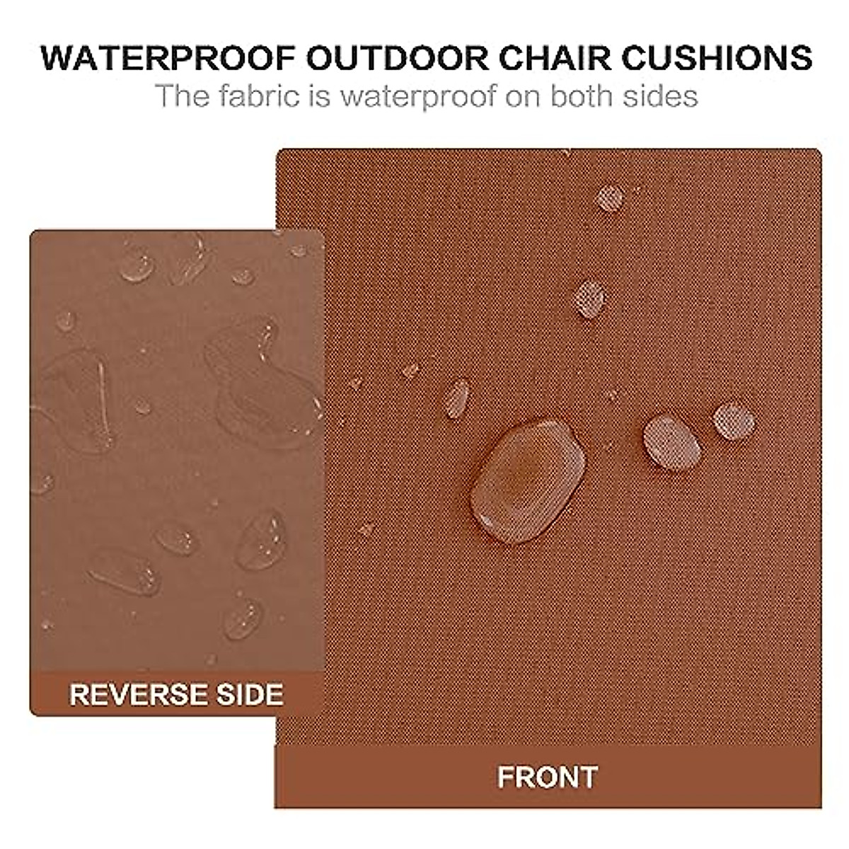 Faible Poisson Outdoor Chair Cushions, 22 x 22 Inch Waterproof Patio Furniture Back & Deep Seat Cushion Set with Handle and Anti-Slip Straps for Indoor Garden Camping, Plain Caramel