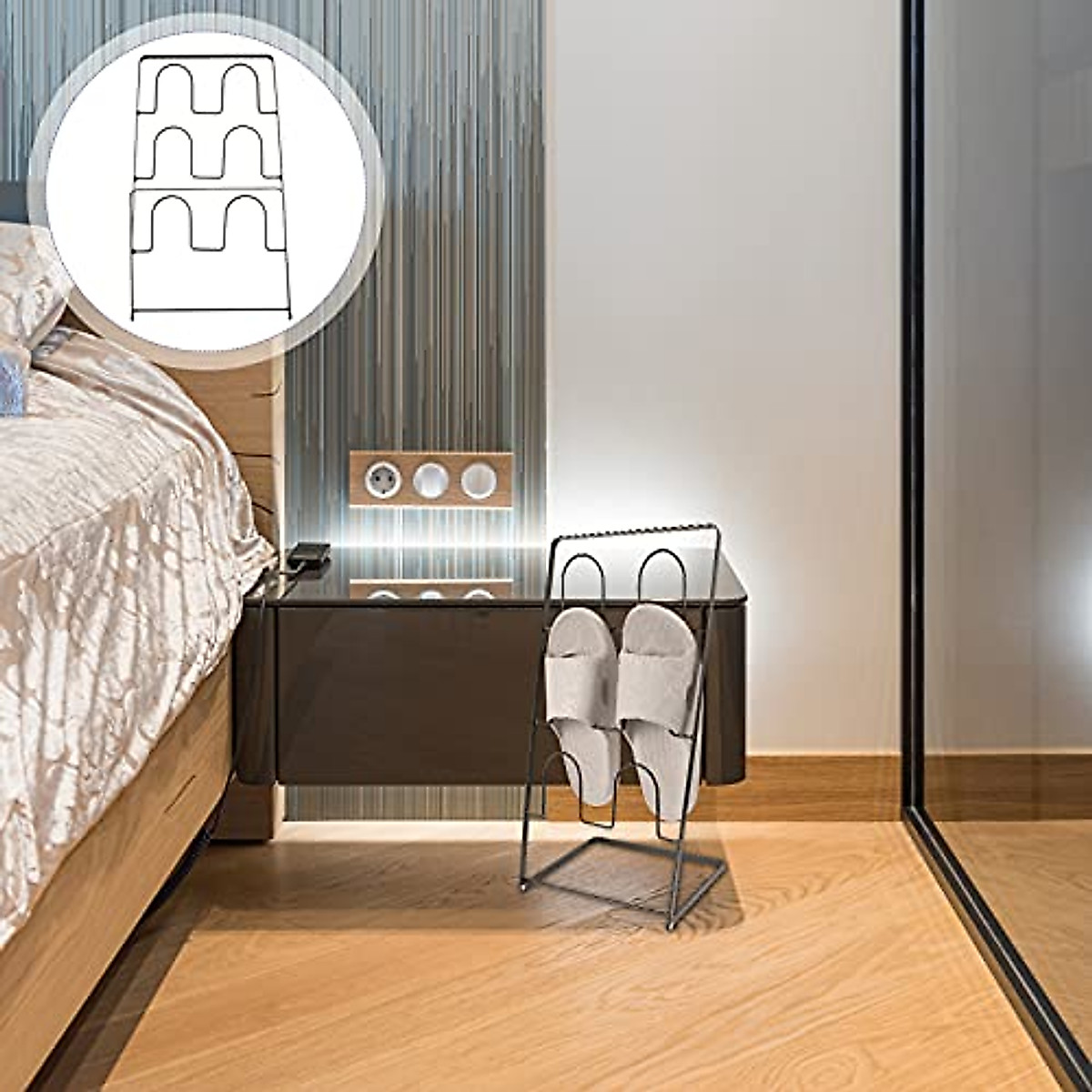 Cabilock 3 Tiers Shoes Rack Entryway Shoes Storage Organizer Metal Slippers Shelf Shoes Stand Space Saving Shoes Storage Shelf for Entryway Living Room Bathroom Black