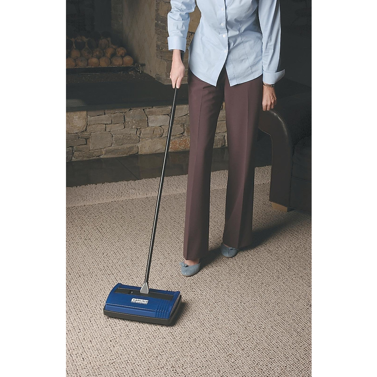 Carlisle FoodService Products 3639914 Duo-Sweeper Multi-Surface Cordless Floor Sweeper, 10" Sweeping Path