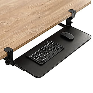 ERGOMOER Large Keyboard Tray Under Desk, C-clamp Mount System, Slide-Out Computer Keyboard Tray Fits Full Size Keyboard and Mouse for Computer Desk Office Desk and Standing Desk