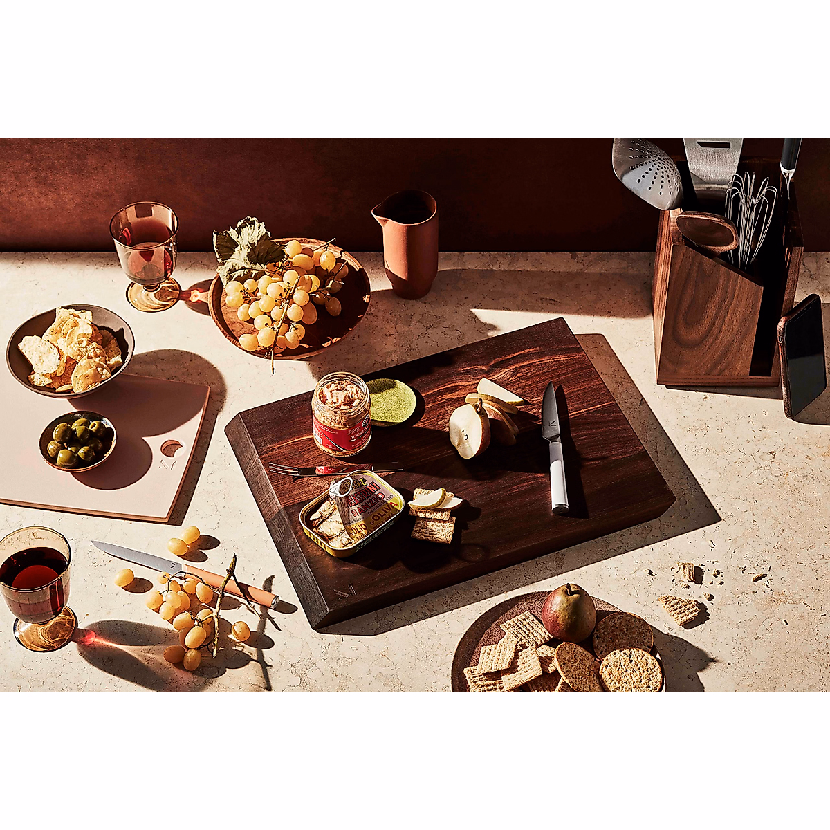 Material, The Angled Board Kitchen Cutting & Serving Board, Reversible Juice-Groove and Smooth Side, FSC-Certified Walnut, 17L x 12W