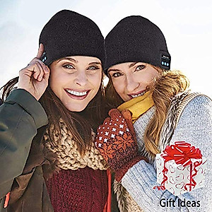 BULYPAZY Bluetooth Beanie Hat Men Women Gifts, Bluetooth 5.0 Wireless Music Beanie with Detachable Built-in Mic, Idea Gifts for Men/Women Outdoor Sports Valentines Day（Black）