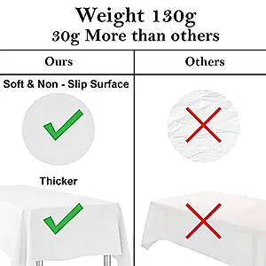 Sonluma 6 Pack 108" X 54" White Premium Disposable Plastic Tablecloth for 8ft Long Rectangle Tables, Waterproof Covers for Indoor or Outdoor Events & Parties