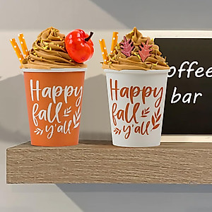 Fall Decor-2 Packs Mini Pumpkin Spice Latte Cups with Faux Whipped Cream -Fall Decorations for Home Table-Fall Tiered Tray Decor-Happy Fall Y'all for Gifts