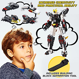 Lemon Legend 25-in-1 STEM Building Toys Kits for Kids to Assemble a Big Robot or 12 Small Airplanes, Best Gifts for Boys and Girls Ages 6 7 8 9 10+ Year Old,566 PCS.
