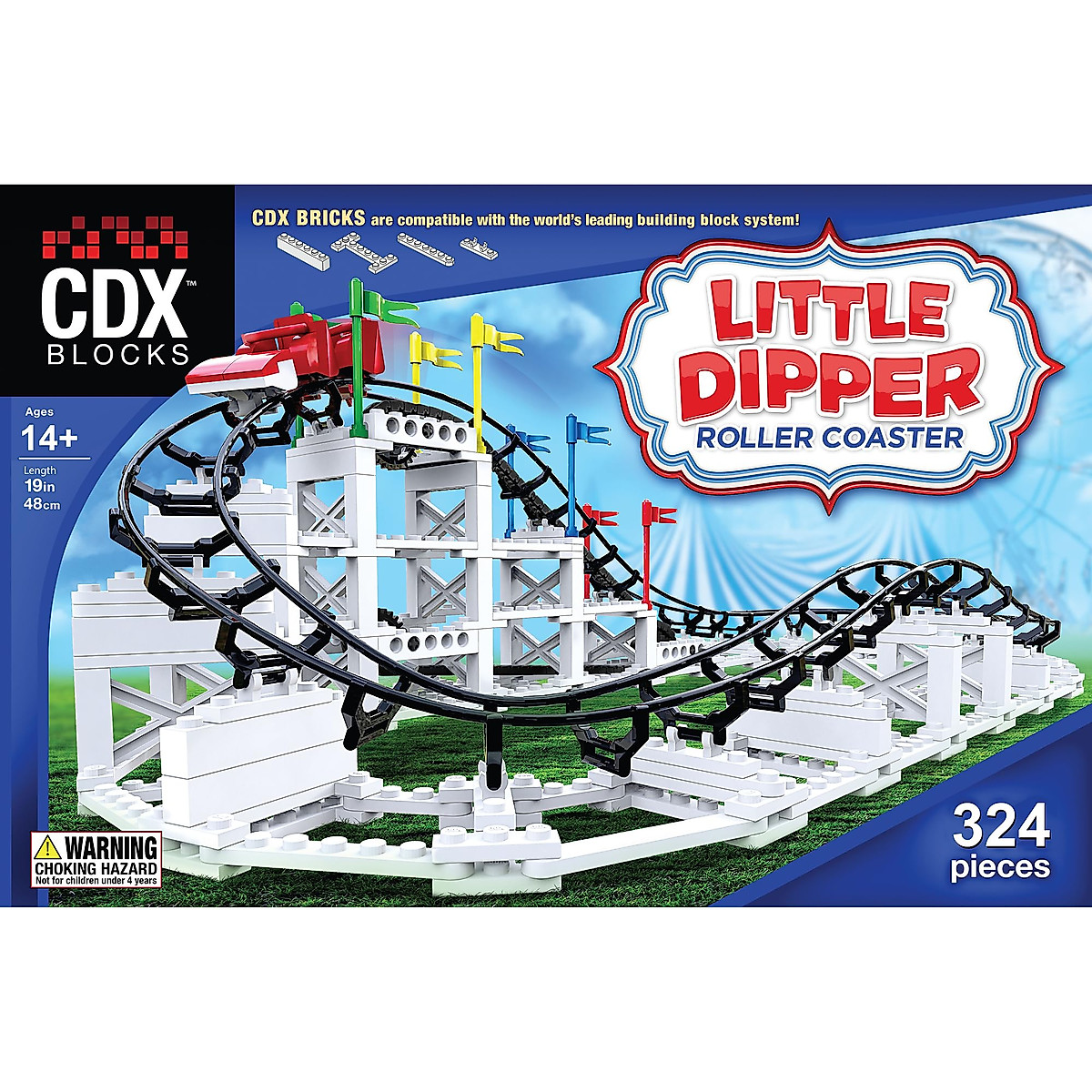 CDX Blocks: Little Dipper - 324 Pcs, Building Brick Set, Gravity Powered Roller Coaster Model, Promotes STEM Learning