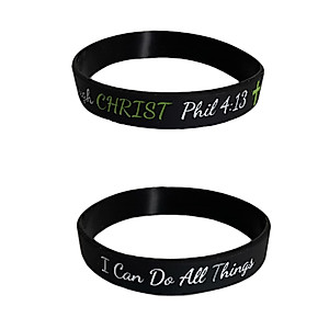 1 Single bracelet - Black I Can Do all Things Through Christ Bracelet Philippians 4 13 Silicone Wrist Band Rubber Christian Bracelets For Men And Women Ink Injected Industrial Strength