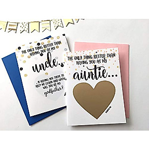 Will You Be My Godmother and Godfather Scratch Off Card Set of 2, Proposal Cards for Auntie and Uncle fron Niece Nephew (Auntie and Uncle Set)