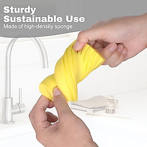 Fikoksol 4pcs Damp Dusting Sponge Yellow, Household Clean Sponges Duster for Cleaning Baseboards Blinds, Vents, Window Trunk, Scrub Magic Sponge Eraser Reusable Wet Sponges Cleaning Supplies Tool