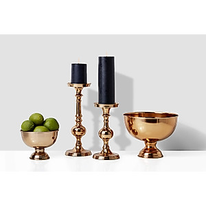 Serene Spaces Living Copper Finish Pedestal Bowl, Add Fruit or Treats for a Table Centerpiece or Use as Flower Compote, Ideal for Home Decor, Wedding, Party, Event, Measures 7.5" Tall and 10" Diameter