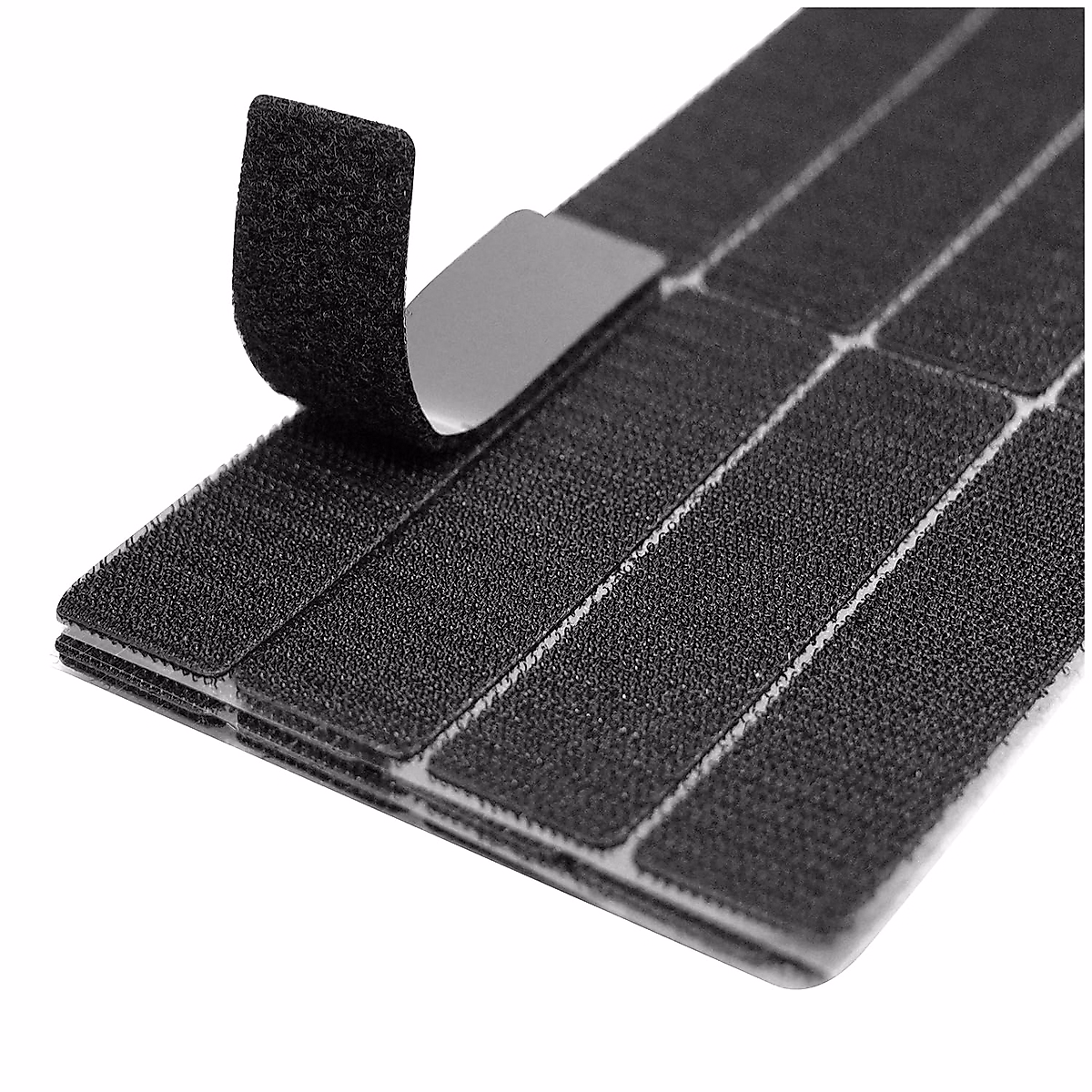 (1x4 Inch, 16 Sets) Strips with Adhesive for Fabric, Stick On for Fabric, No Sew Sticky Back for Clothes, Curtains - Heavy Duty Double Sided Hook and Loop Hem Tape Fasteners, No Sewing No Iron, Black