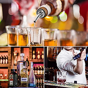 5 Pcs Liquor Bottle Pourers, Stainless Steel Liquor Pourers with Rubber Dust Caps, Classic Bottle Pourers Tapered Spout to Fit Different Liquor Bottles for Pours Liquor, Vinegar, Syrup, Olive Oils