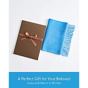 EURKEA 100% Cashmere 2024 Winter Scarf for Women, Fringed Edges, Warm & Soft, Lightweight, Gift Ready, Solid/Plaid/Two-Tone, Blue_Solid, Free Size