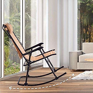 UYSB Folding Rocking Chair Beige Chair Rocking Chair Rocker Chair Rocker Camp Chair Rocker Recliner Rocking Camp Chair Rocking Chairs Outdoor Rocking Chair Swinging Camping Chair
