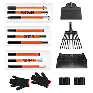 ROIUBPO Pooper Scooper, Detachable Long Handle Large Dog Poop Scooper with Metal Rake, Tray & Spade, Durable Easy Pick Up Pooper Scooper for Large Medium Small Dogs, Great for Lawn, Grass, Gravel