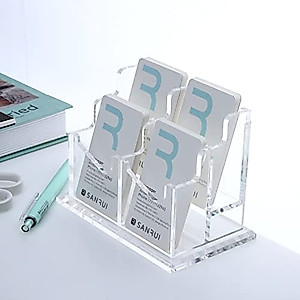 SANRUI Vertical Business Card Holder, Acrylic Business Card Display，Clear Desktop Business Card Stand for Exhibition, Home & Office