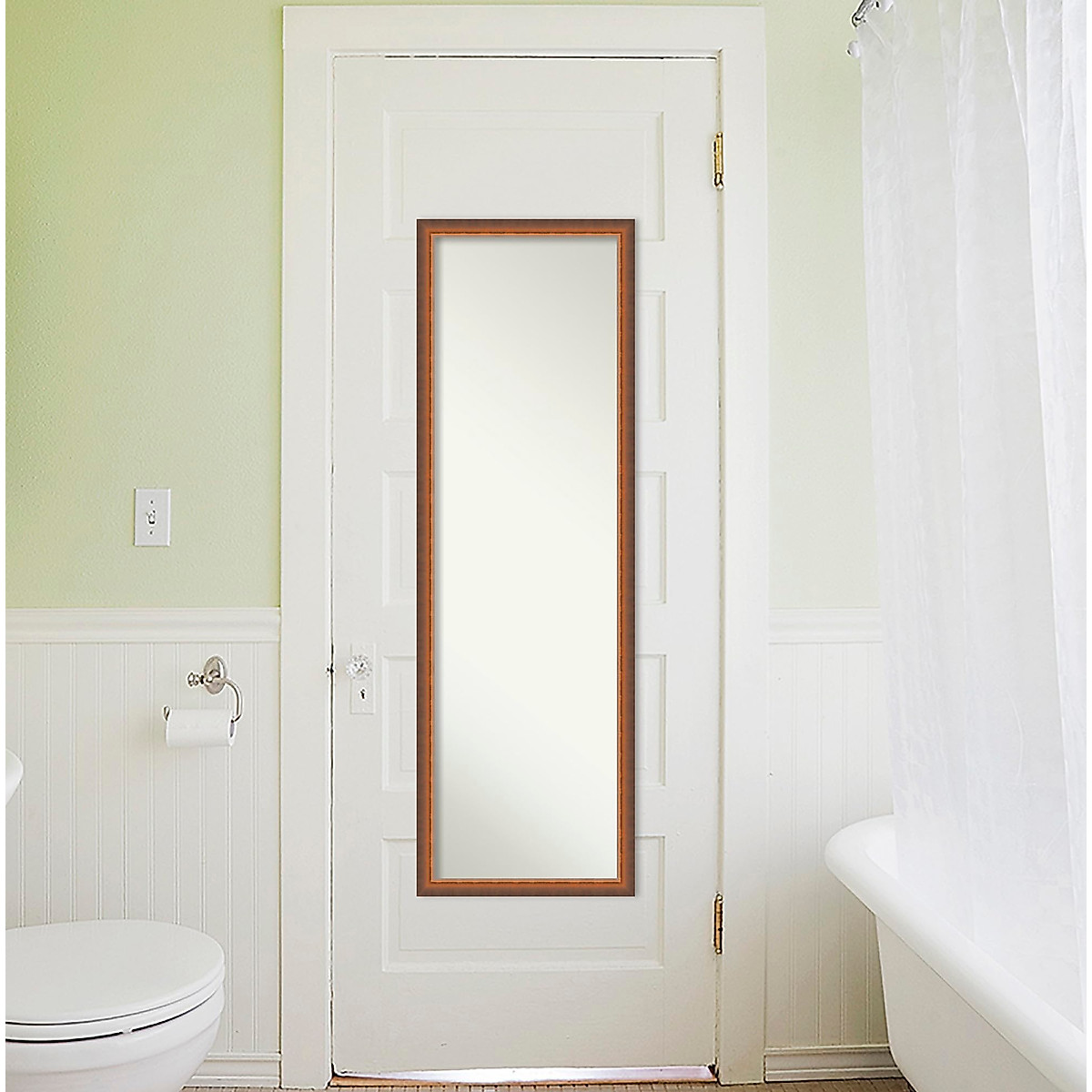 Amanti Art Bronze Full Length Mirror for Door, 50x16 Two Tone Bronze Copper Tall Wall Mirror Full Length, Mounted to Door or Closet Wall with no Visible Brackets, Modern Contemporary Wood Frame