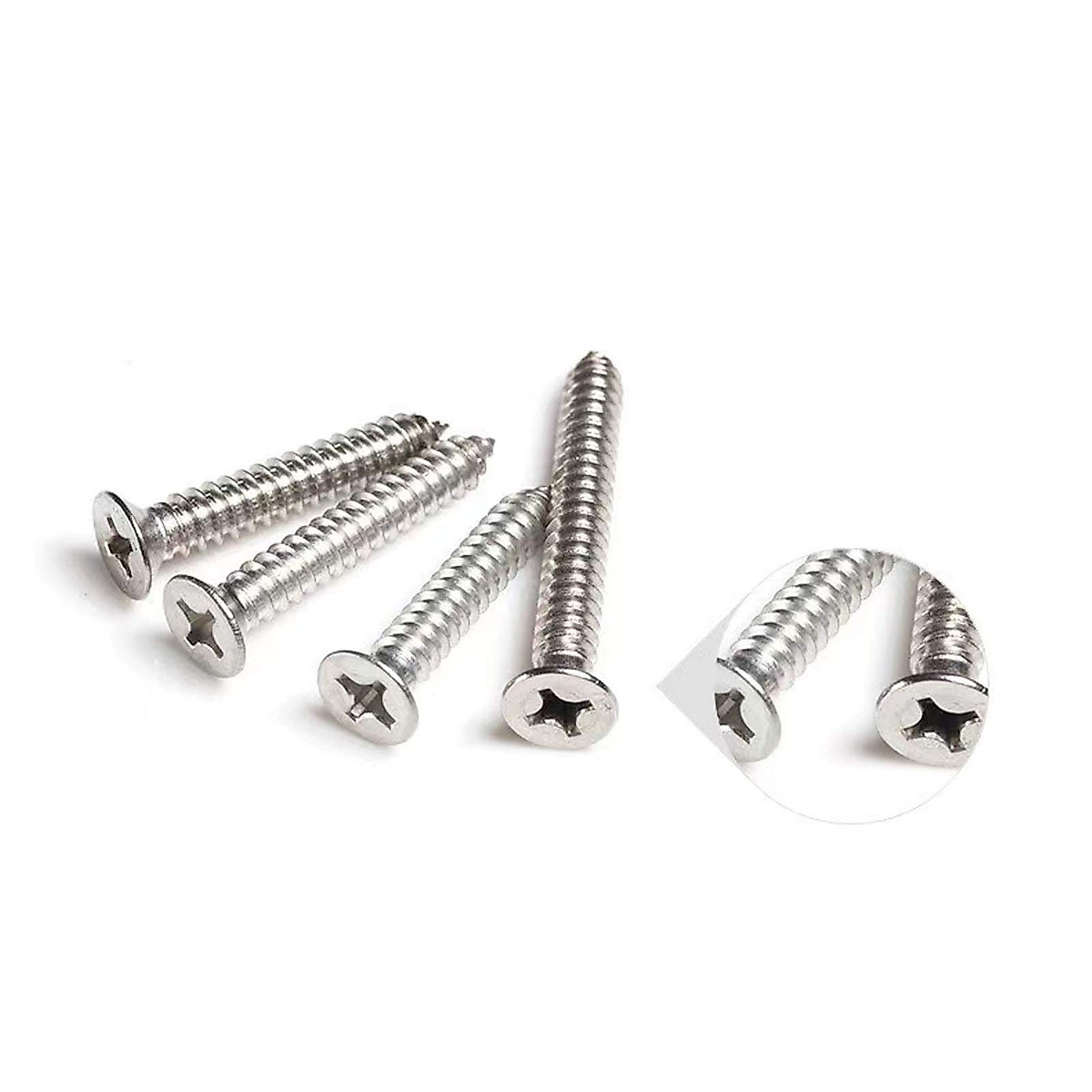 100 Pcs M2x14mm Flat Head Wood Self Tapping 304 Stainless Steel Screw Phillips Head Self Drilling