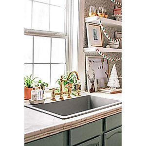 Kingston Brass KS3792AXBS Restoration Bridge Kitchen Faucet, 9", Polished Brass