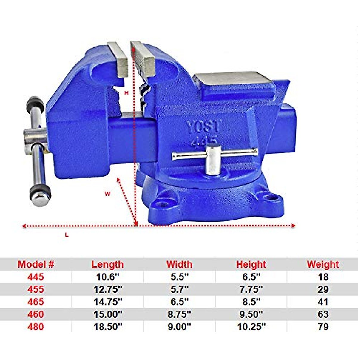 Yost Vises 445 Combination Vise | 4.5 Inch Jaw Width Utility Pipe and Bench Vise |Secure Grip with Swivel Base and Large Pipe Jaw Capacity | Made with Cast Iron and Steel U Channel Bar