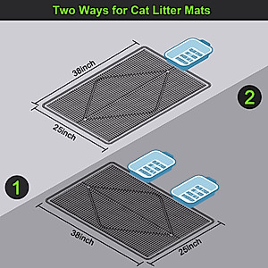 Mofason Cat Litter Mat XXL - Waterproof Kitty Litter Box mat for Floor - Extra Large Pet Trapping Litter Rug Pad - Silicone Cat Supplies &amp; Accessories for Indoor Cats (38&quot; x 25&quot;) -Grey