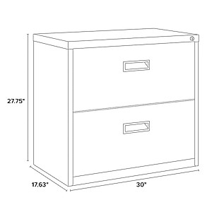 BOWERY HILL 2 Drawers 27.75" Lateral Black Metal Filing Cabinet Lockable Pre-Assembled Stationary Legal/Letter Size for Home, Office