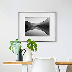 MCS Master & Co. Foundry Metal 16x20 Picture Frame, Display Pictures 11x14 With Mat or 16x20 Without Mat, Vertical & Horizontal Wall Hanging Picture Frame for Photos & Posters, Dark Silver (1-Pack)