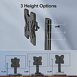 PERLESMITH Swivel Universal TV Stand/Base - Table Top TV Stand for 19-43 inch LCD LED TVs/Monitor/PC - Height Adjustable TV Mount Stand with Tempered Glass Base, VESA 200x200mm, PSTVS07