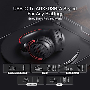 Redragon H386 Diomedes Wired Gaming Headset - 7.1 Surround Sound - 53MM Drivers - Detachable Microphone - USB/AUX 3.5mm Works for Multi Platforms PC, PS4/3 & Xbox One/Series X, NS