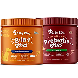 Ancient Elements Probiotics for Dogs - Chewable Dog Probiotic Supplement + Multifunctional Supplements for Dogs - Glucosamine Chondroitin for Joint Support