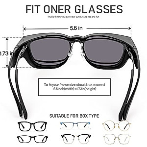 Bircenpro Polarized Fit Over Sunglasses: Wrap Around Over Glasses Sunglass for Men Women UV Protection