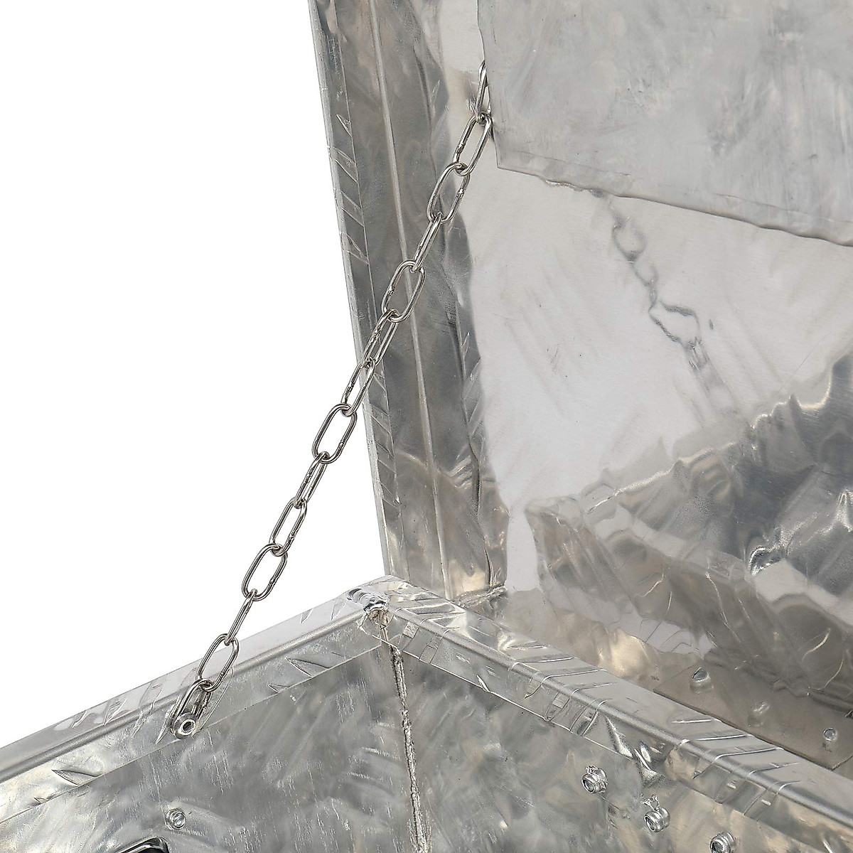 MOTORHOT 50" L x 14" W x 10" H Aluminum Truck Bed Tool Box, Diamond Plate Toolbox Square Storage Organizer with Side Handle for Pickup, RV, Trailer Toolbox, Silver