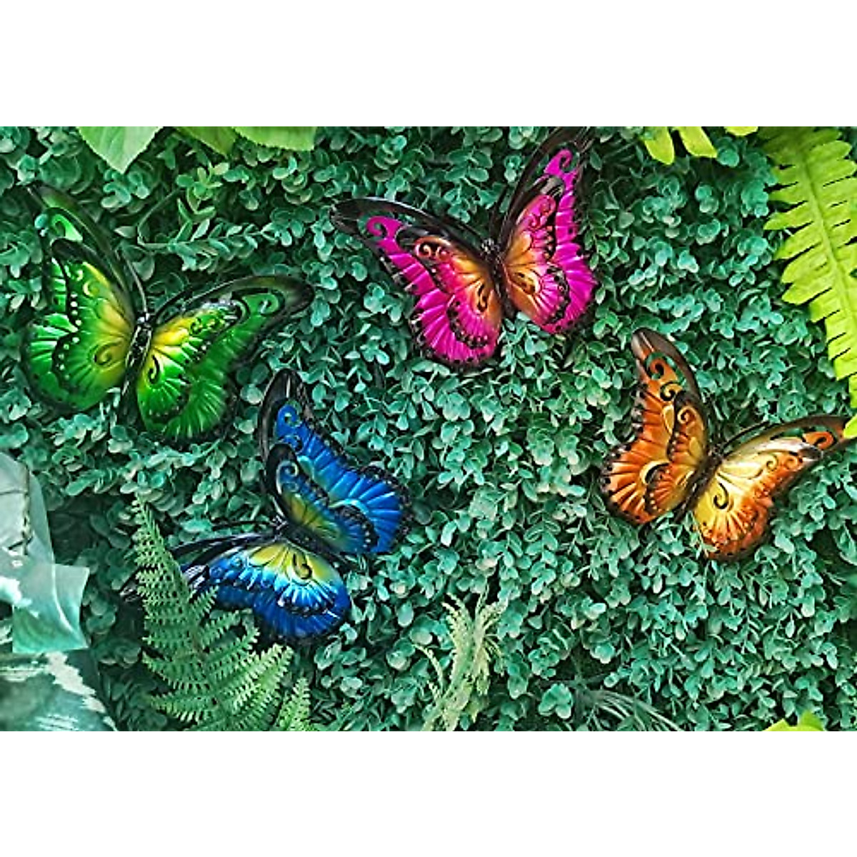 Daogtc Metal Butterfly Wall Art Decor - 6.5" Outdoor Fence Decoration, Hanging for Garden Yard Living Room Bedroom Patio Balcony,Gift for Family Friends(4 Pack)