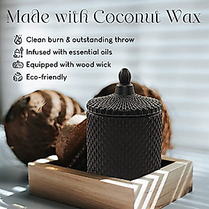 Pretty Lit Scents Mancave Luxury Scented Candles | Cedarwood &amp; Mahogany Candles for Men | Coconut Wax &amp; Essential Oils | Black Candles for Home Scented | Gifts for Men | 84 Hr Burn Time (12oz)