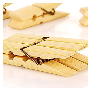 A+TTXH+L Wooden Clothes Pegs Natural Bamboo Clothes Peg Wooden Socks Bed Sheet Wind-Proof Pins Clothespin Craft Clips Household Clothespins (Color : 50Pcs)